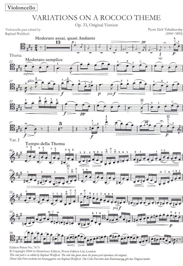 ROCOCO VARIATIONS OP.33 ORIGINAL VERSION FOR CELLO AND PIANO