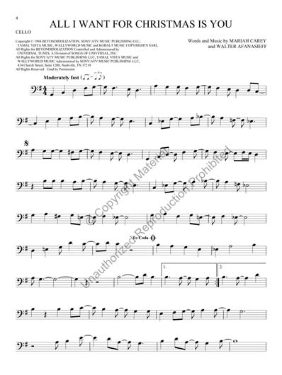 101 Christmas Songs For Cello